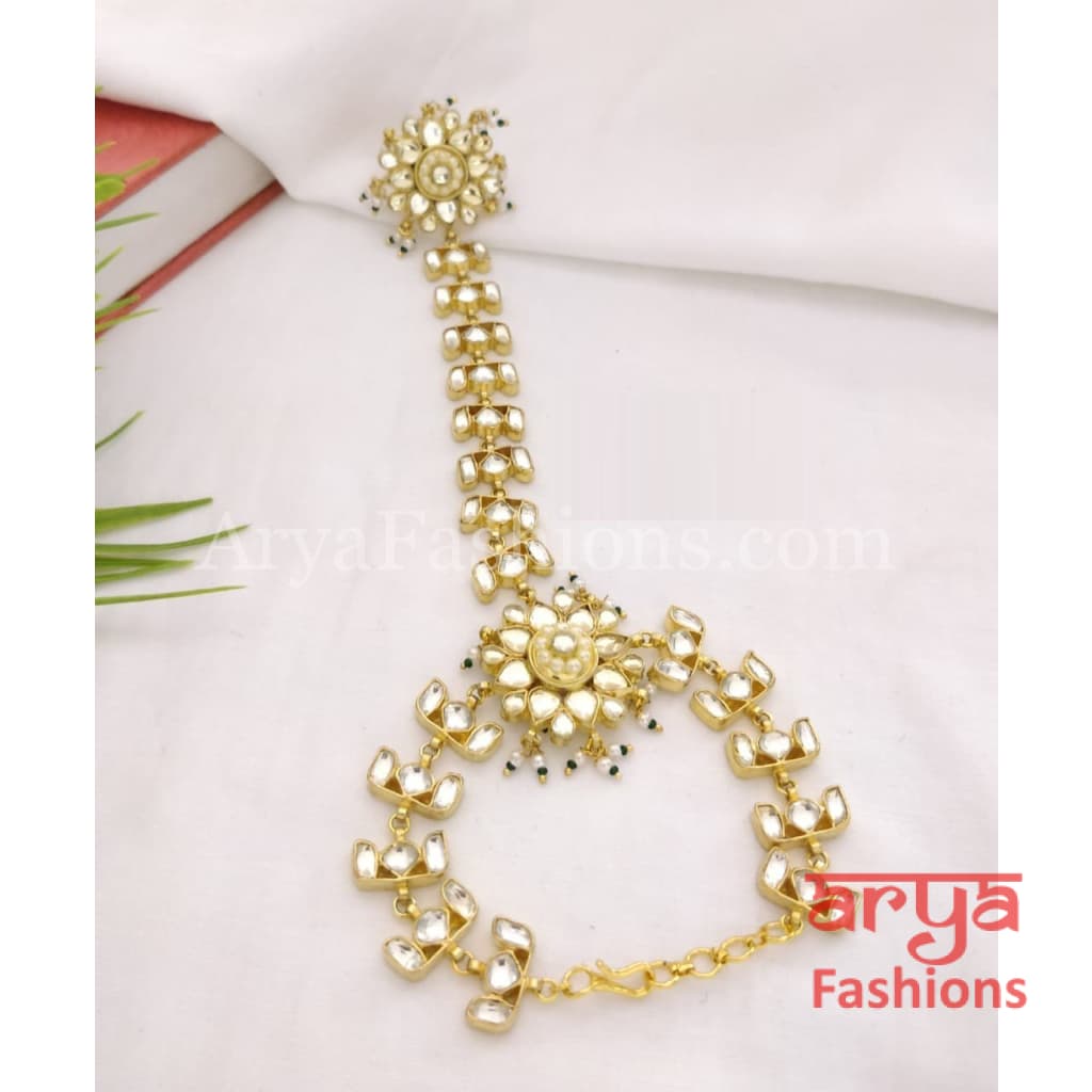 Rinisha Bridal Pacchi Kundan Hathphool/ Sabyasachi Kundan bridal hathp ...